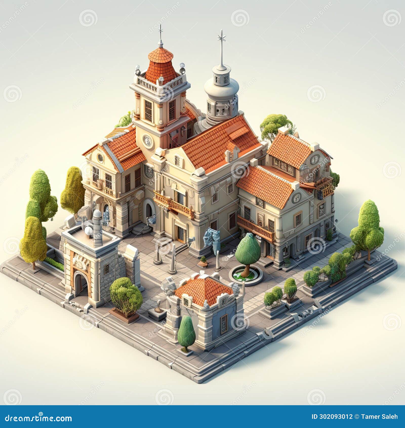 3D Isometric City Design Illustration Stock Illustration - Illustration ...