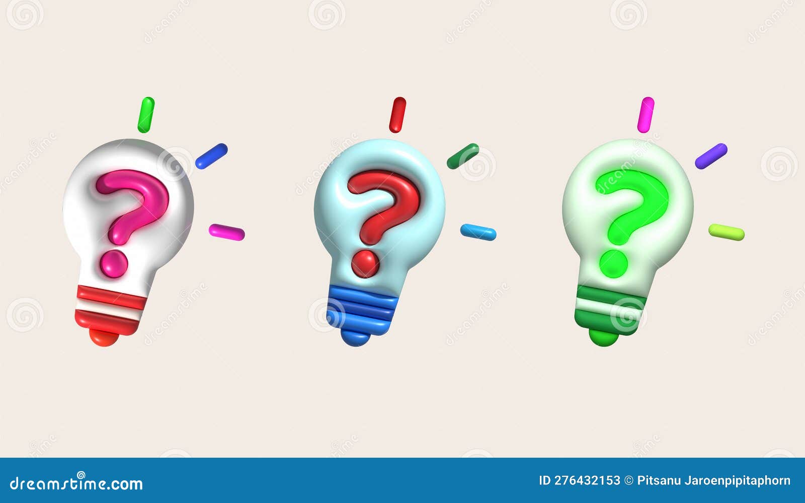 Illustration 3d Light Bulb and Question Mark Creative Question Ideas ...