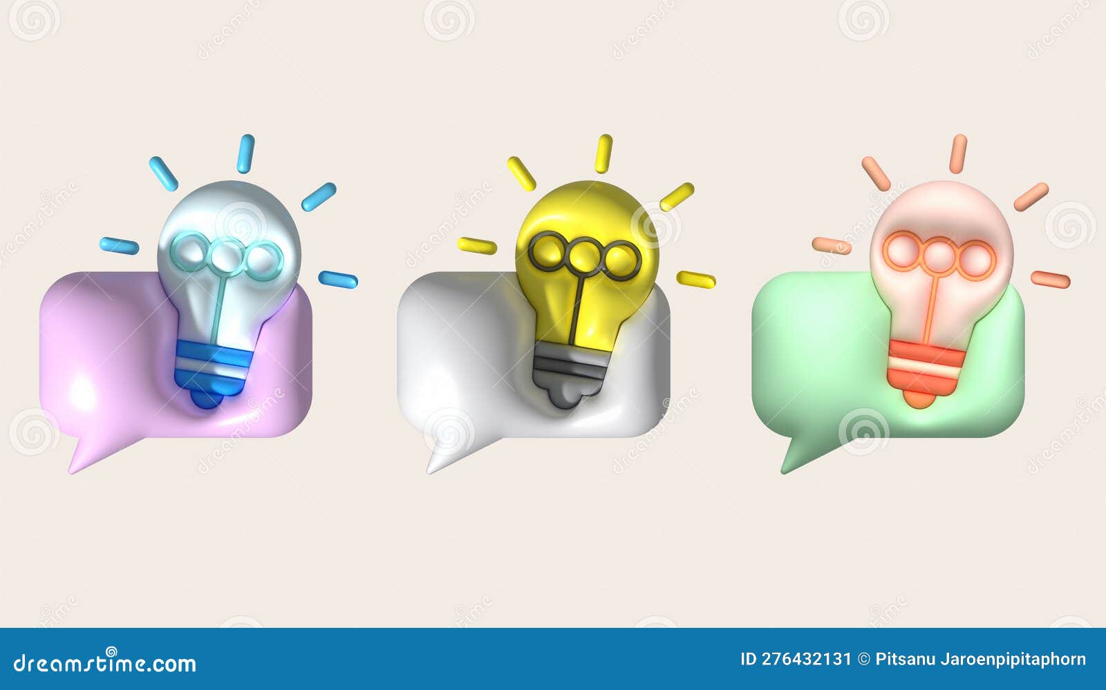 Illustration 3D, Light Bulb and Speech Concept Talk Exchange Ideas ...