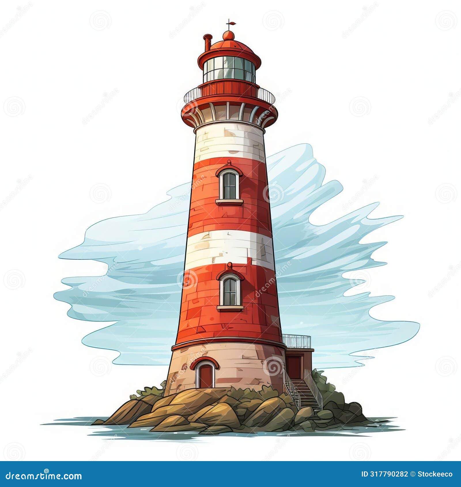 Illustration of a 2d Lighthouse on White Isolated Background Stock ...