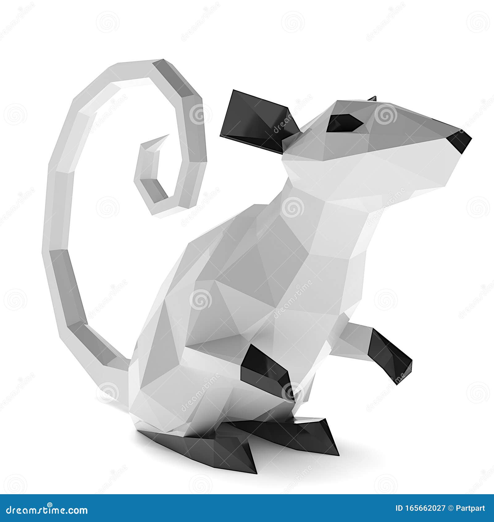 Low Poly Rat Model Isolated on White Background Stock Illustration ...