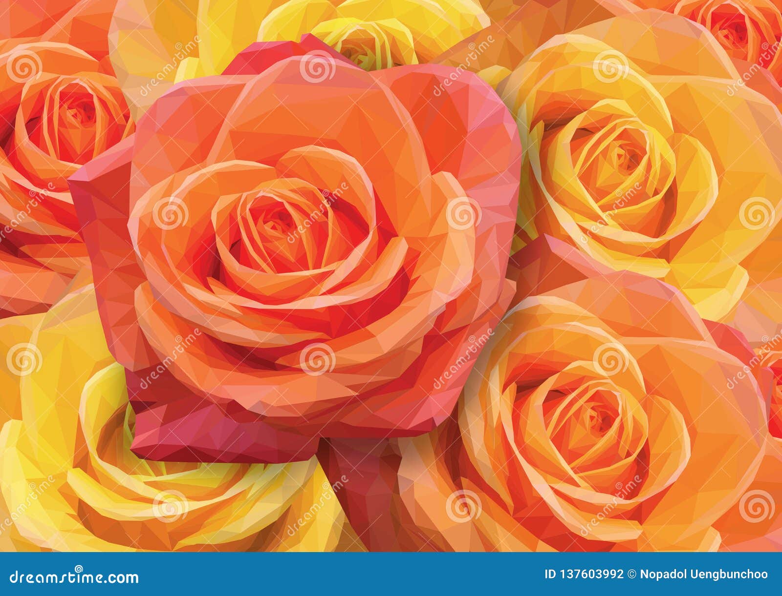 Illustration 3d Low Polygon Rose Stock Illustration - Illustration of ...