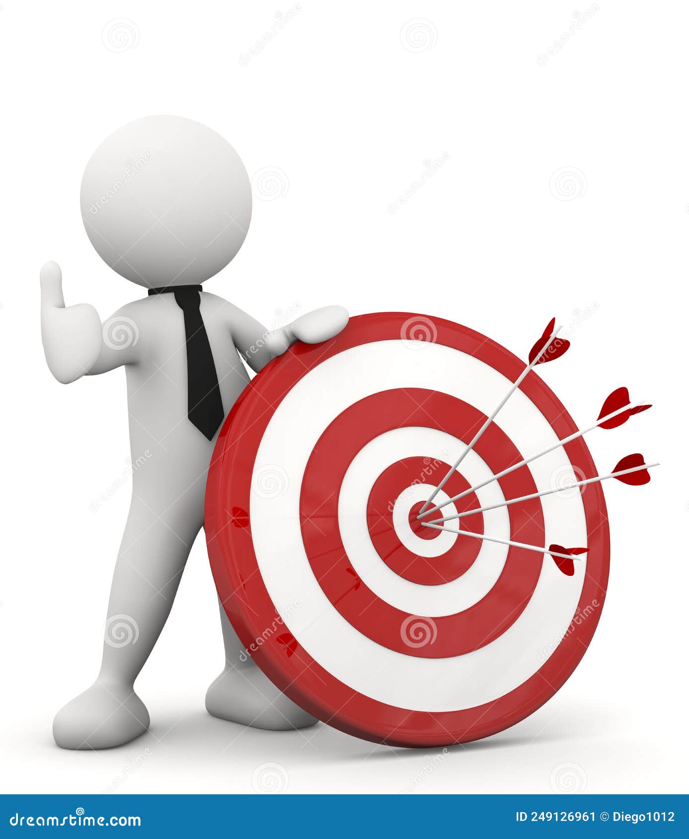 Illustration 3d Man Centered Target Stock Illustration - Illustration ...