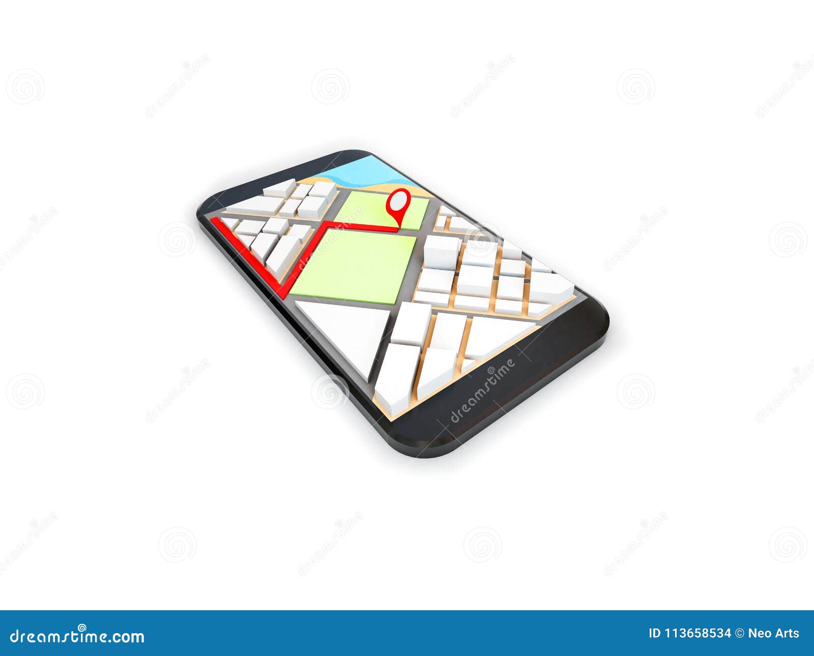 Illustration of a 3D Map on a Smartphone Stock Illustration ...