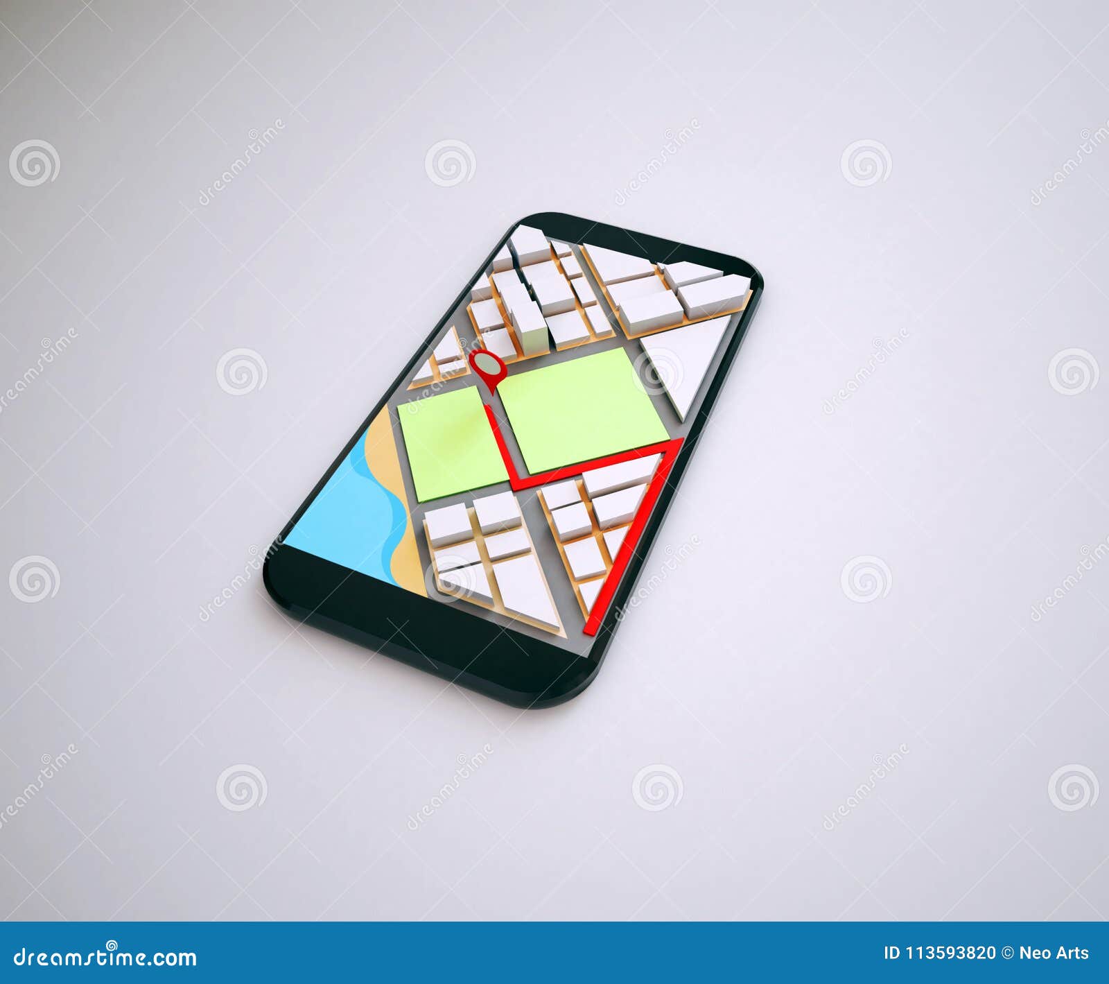 Illustration of a 3D Map on a Smartphone Stock Illustration ...