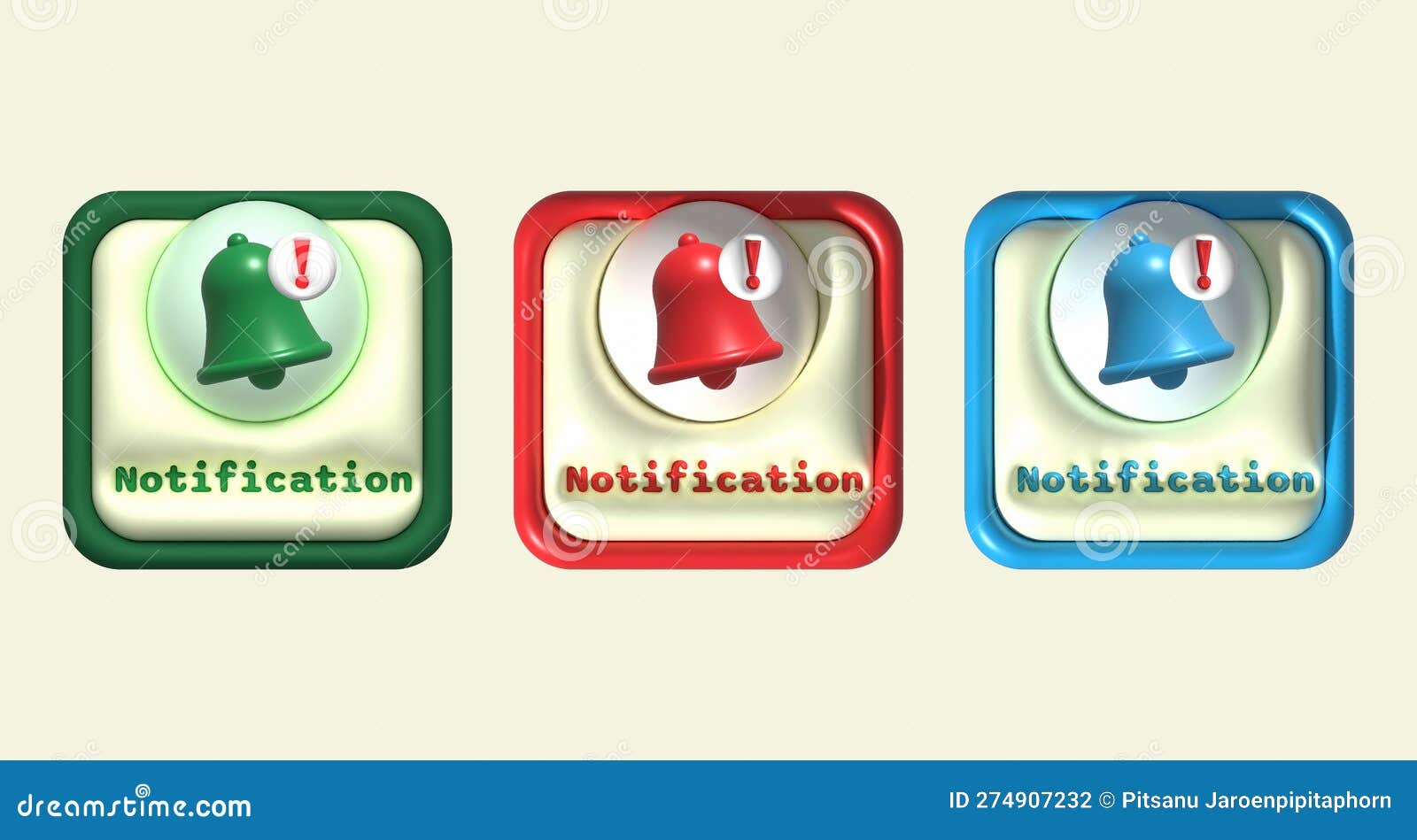 Illustration. 3D Message Button with Notification Bell Stock ...