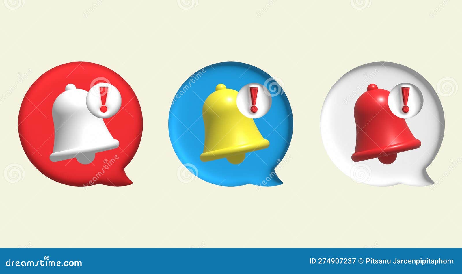 Illustration 3D . Message Button with Notification Bell Stock ...