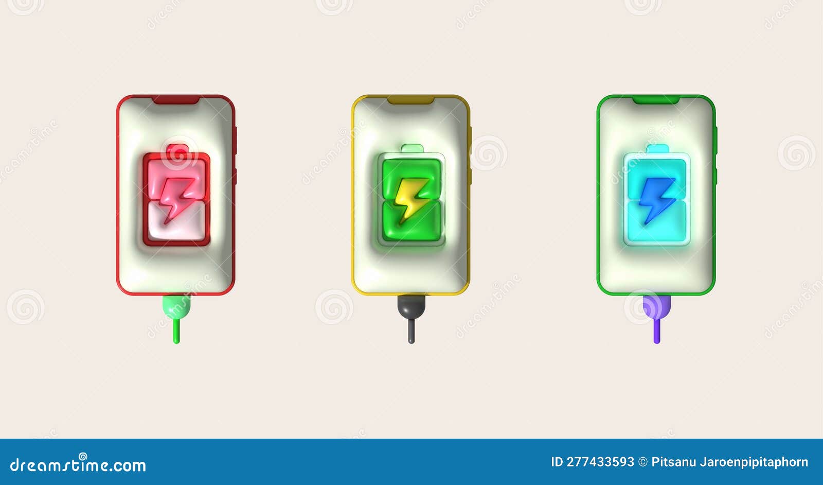 Illustration 3d Mobile Phone Showing Charging Status and Level ...