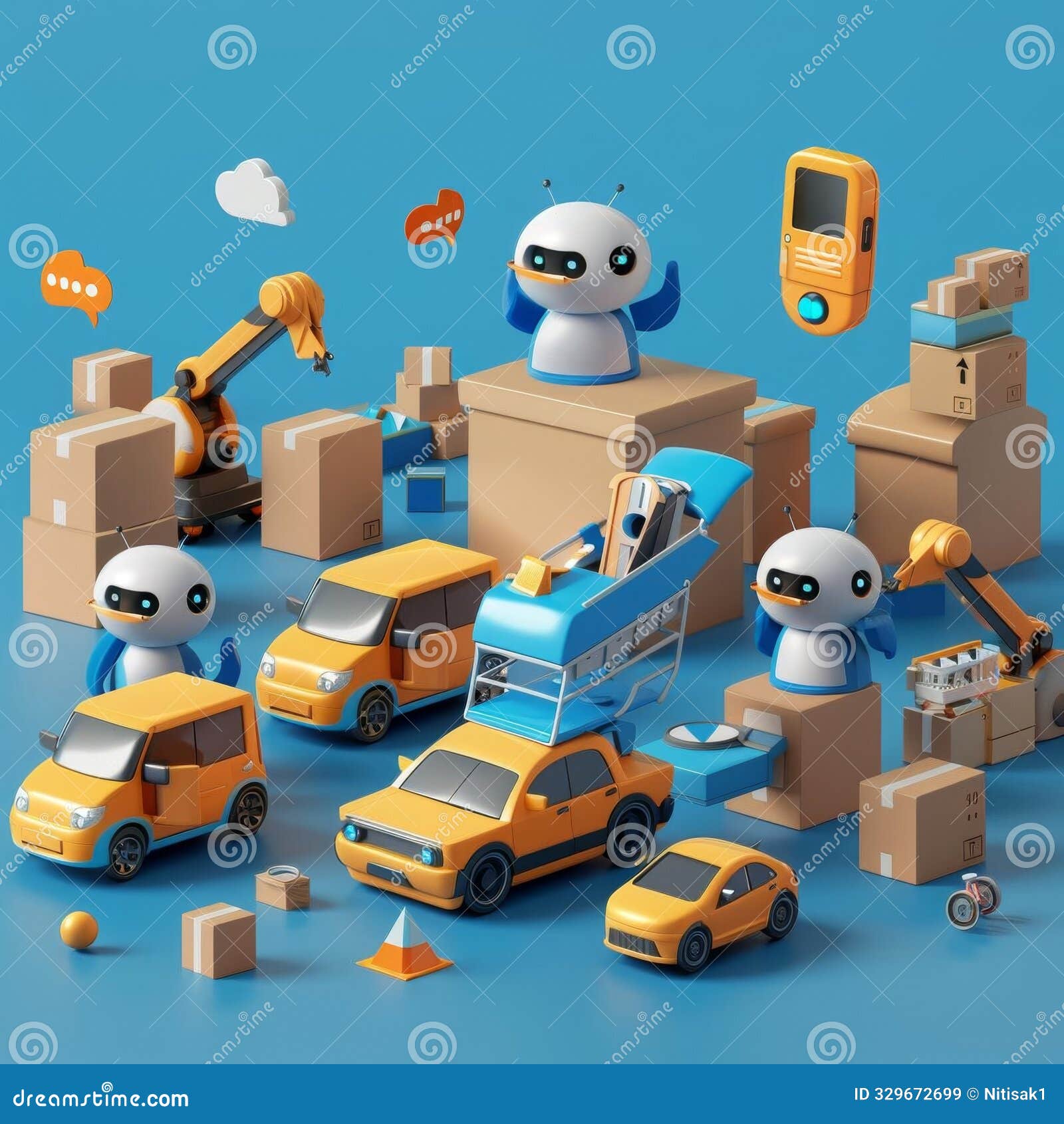 Illustration 3D Model AIoptimized Inventory Management and Supply Chain ...