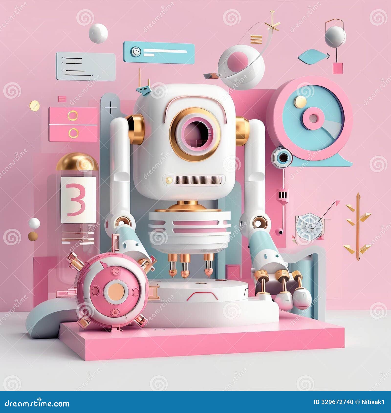 Illustration 3D Model AIpowered Customer Relationship Management CRM ...