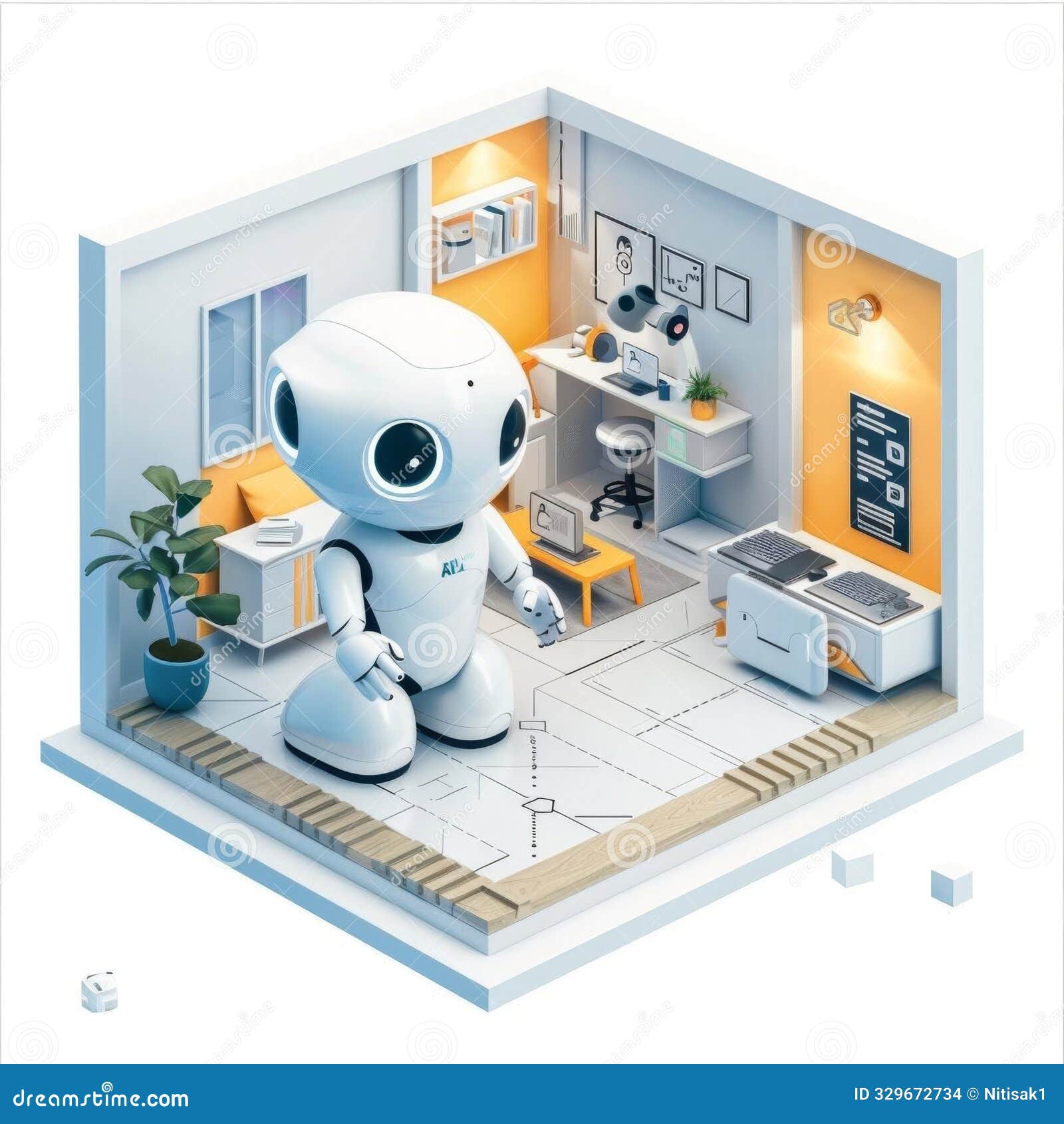 Illustration 3D Model AIpowered Virtual Assistants for Smart Home ...