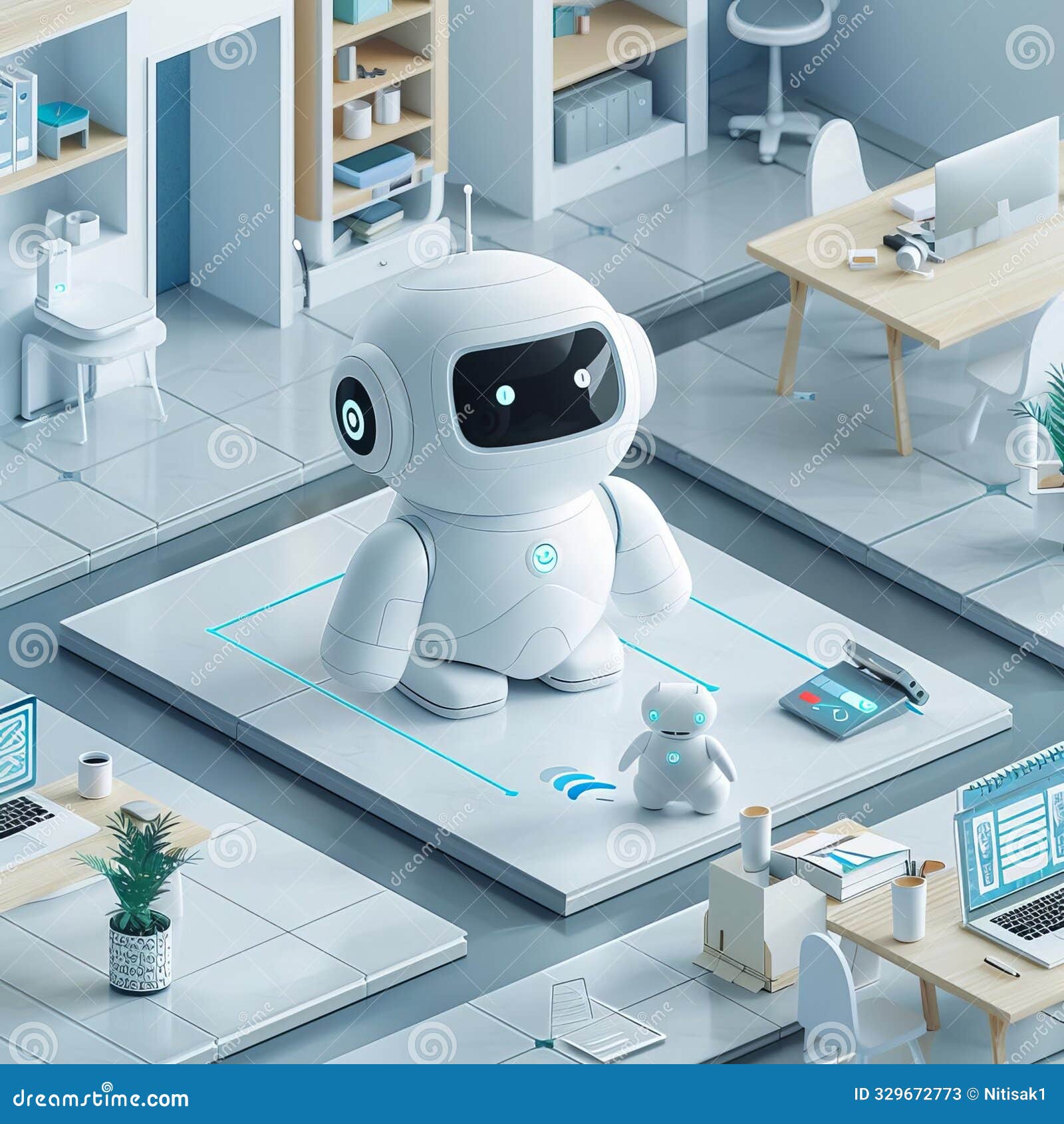 Illustration 3D Model AIpowered Virtual Assistants for Smart Home ...