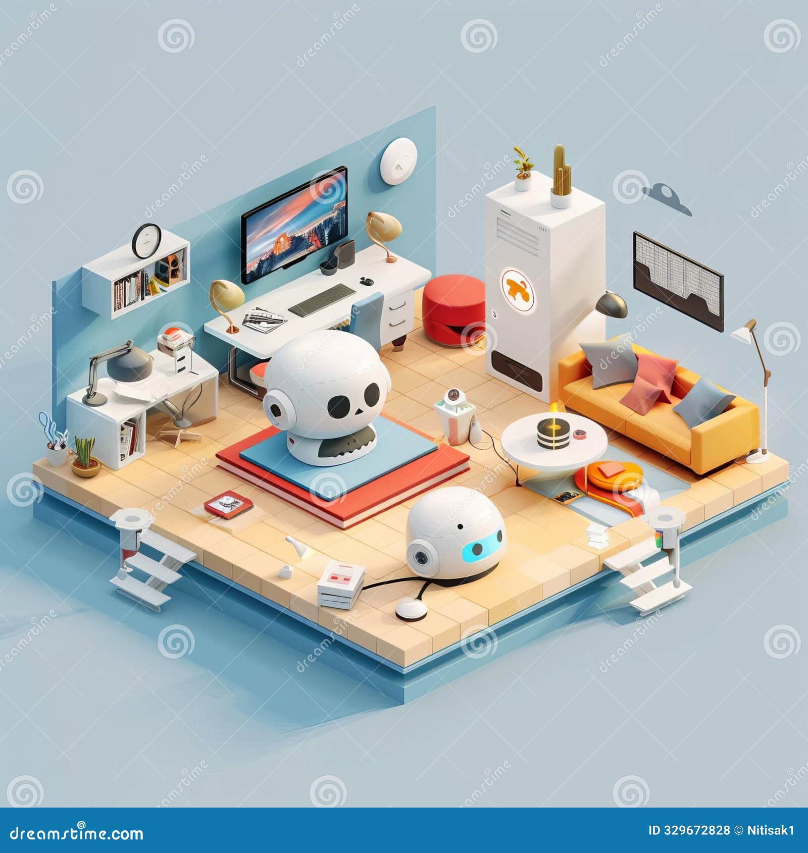Illustration 3D Model AIpowered Virtual Assistants for Smart Home ...