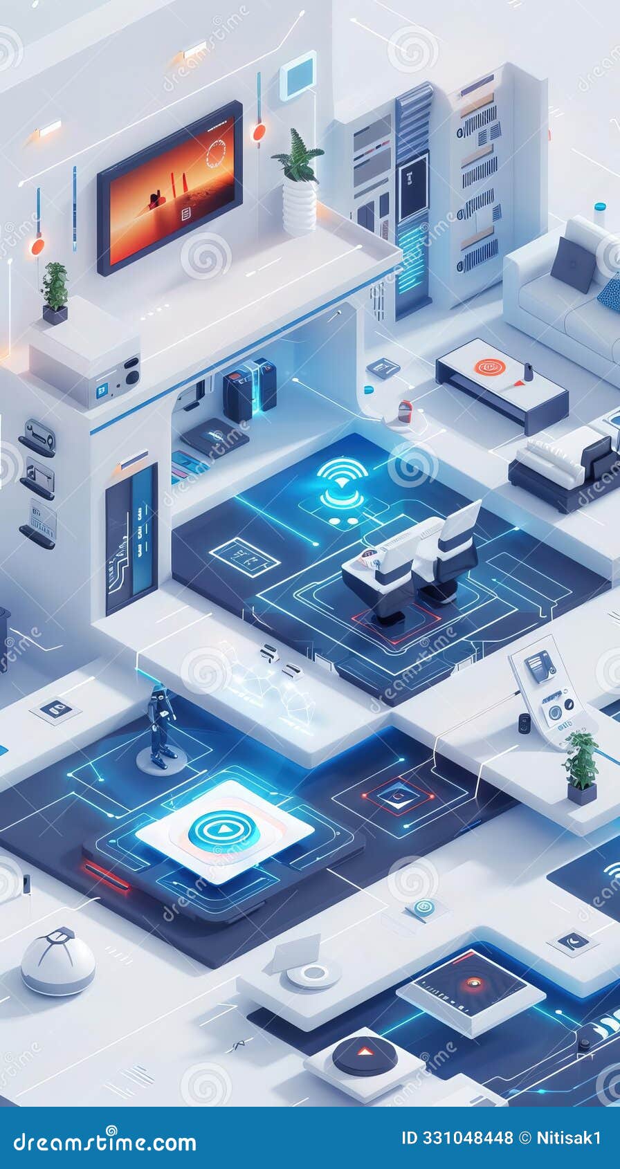 Illustration 3D Model AIpowered Virtual Assistants for Smart Home ...