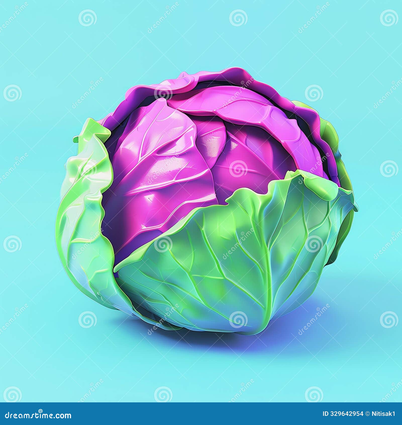 140 Illustration of a 3D Model of a Cabbage Icon in Bright Colors Stock ...