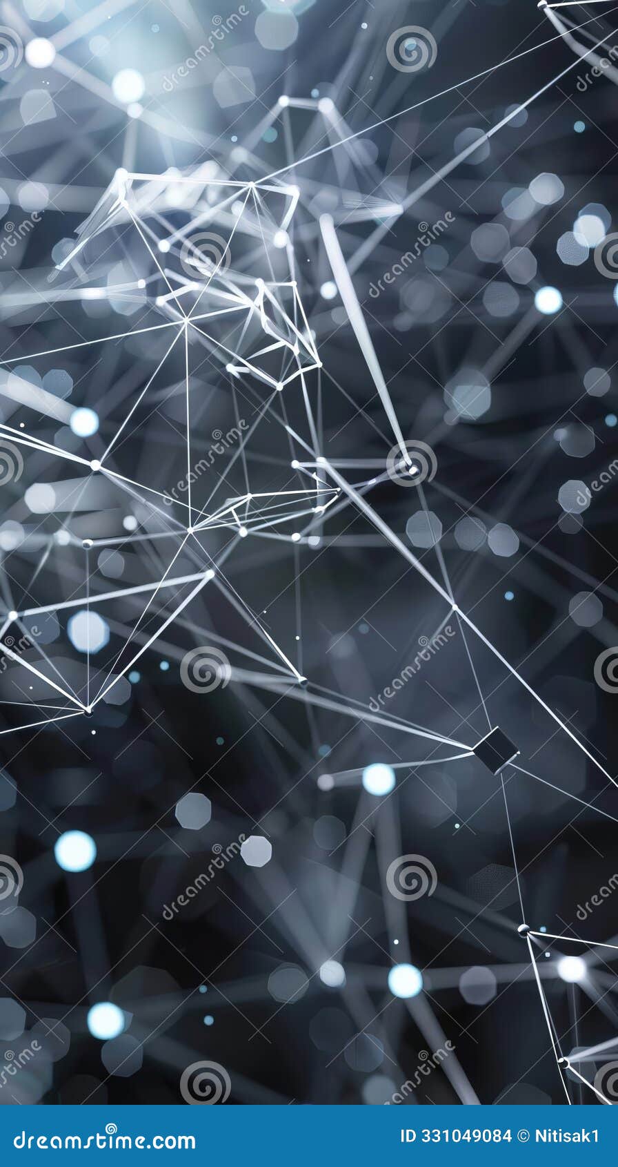 Illustration 3D Model Futuristic Network of Interconnected Geometric Shapes and Lines ...