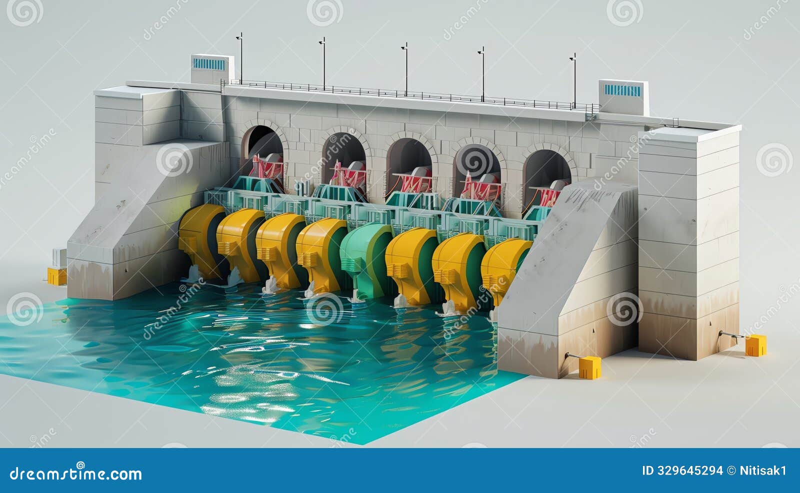 278 Illustration of a 3D Model of a Hydroelectric Dam Icon in Bright ...
