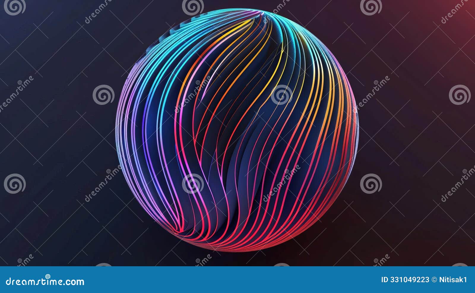 Illustration 3D Model Minimal Circular Icon with Abstract Line Patterns ...