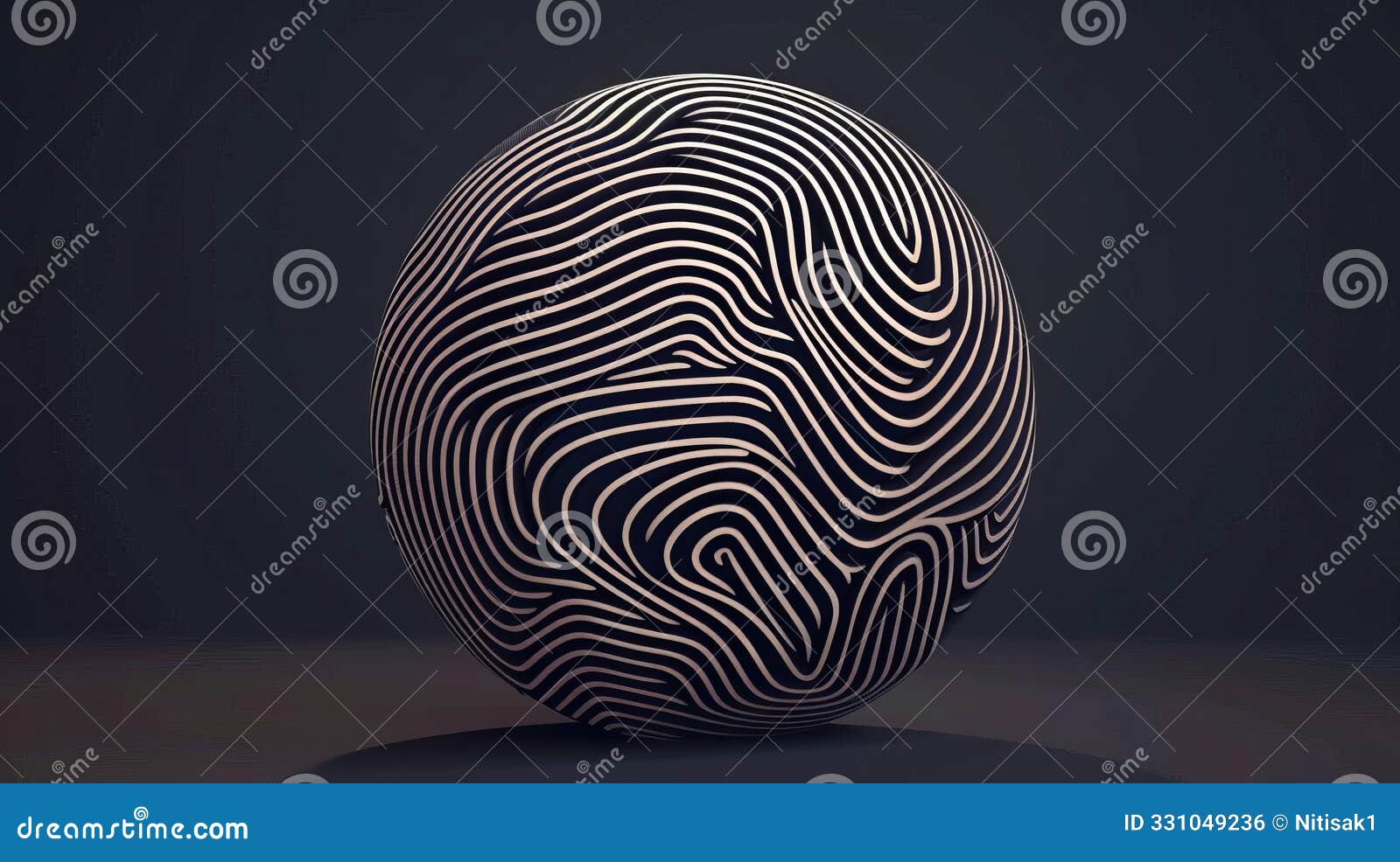 Illustration 3D Model Minimal Circular Icon with Abstract Line Patterns ...