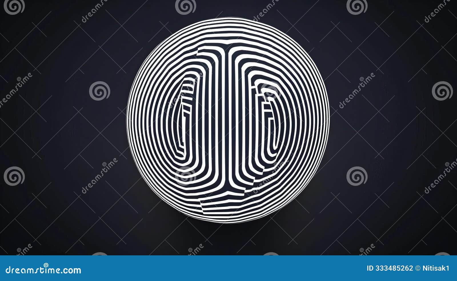 Illustration 3D Model Minimal Circular Icon with Abstract Line Patterns ...