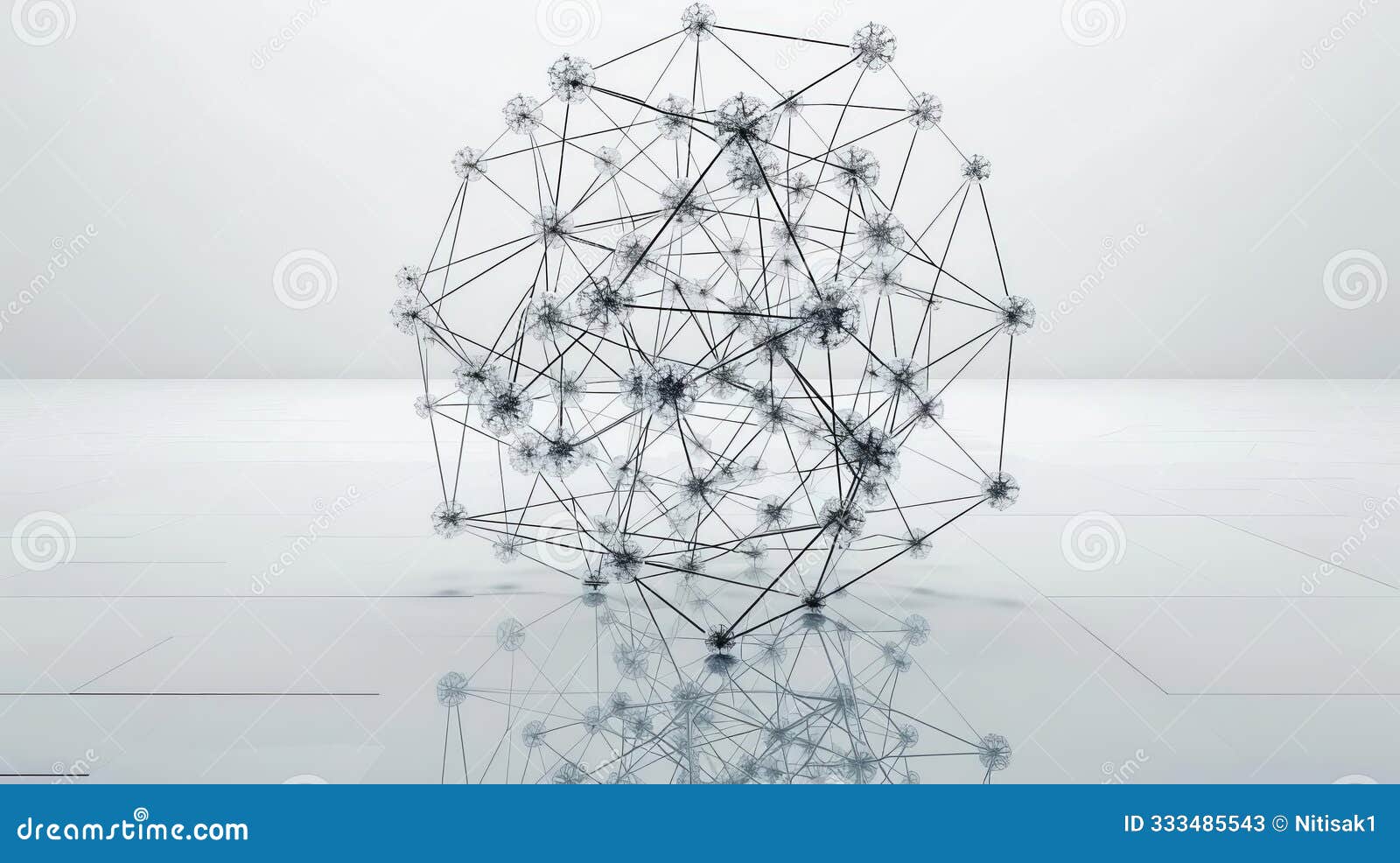 Illustration 3D Model Minimal Interconnected Line Icon Representing a ...