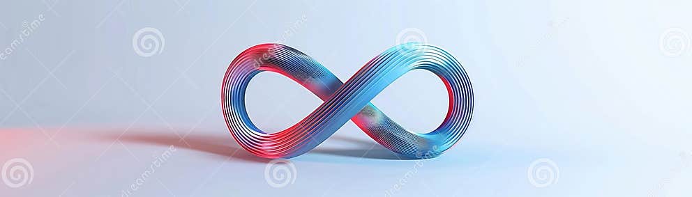 Illustration 3D Model Minimal Line Segment Icon in an Abstract Infinity ...