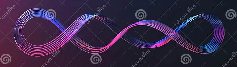 Illustration 3D Model Minimal Line Segment Icon in an Abstract Infinity ...