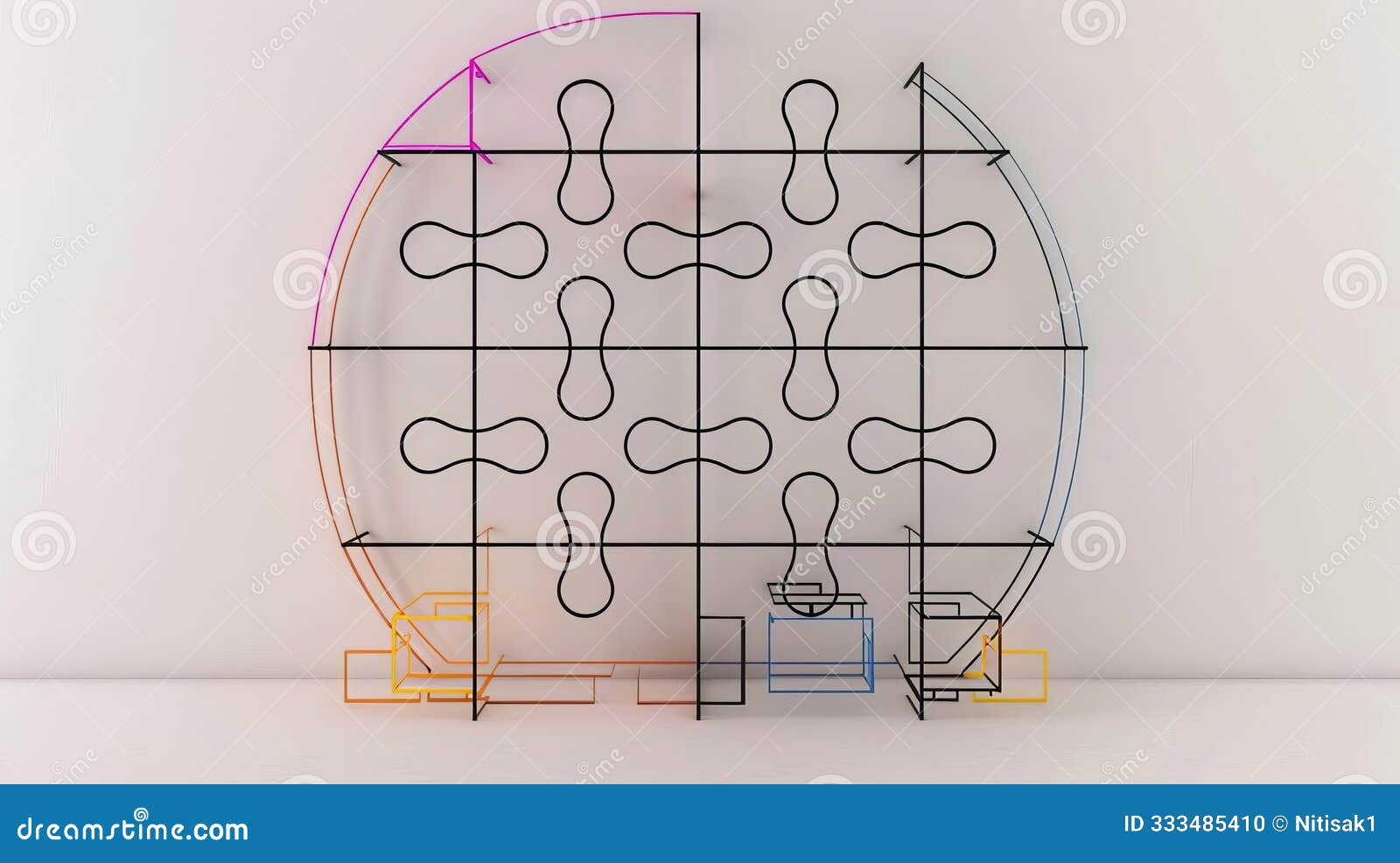 Illustration 3D Model Minimal Line Segment Icon in an Abstract Infinity ...