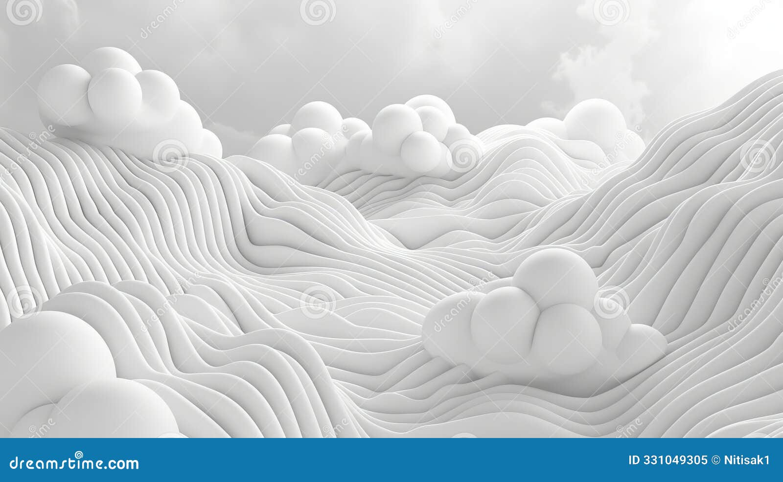 Illustration 3D Model Minimalist Icon of a Cloud Formed by Clean Curved ...