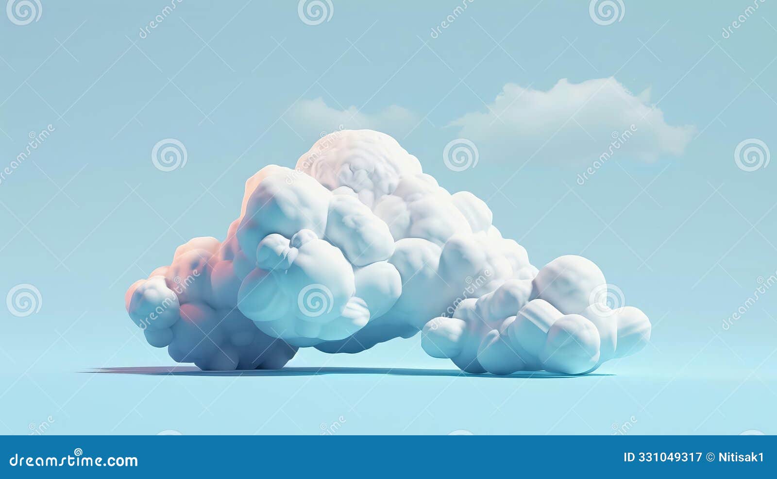 Illustration 3D Model Minimalist Icon of a Cloud Formed by Clean Curved ...