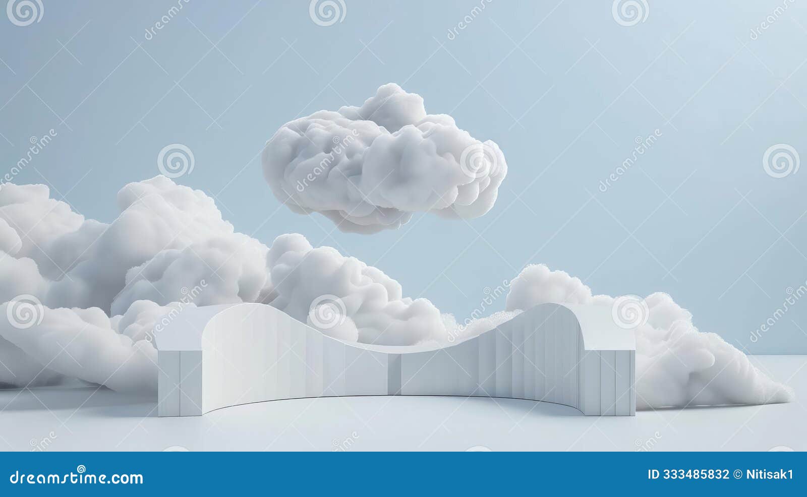 Illustration 3D Model Minimalist Icon of a Cloud Formed by Clean Curved ...