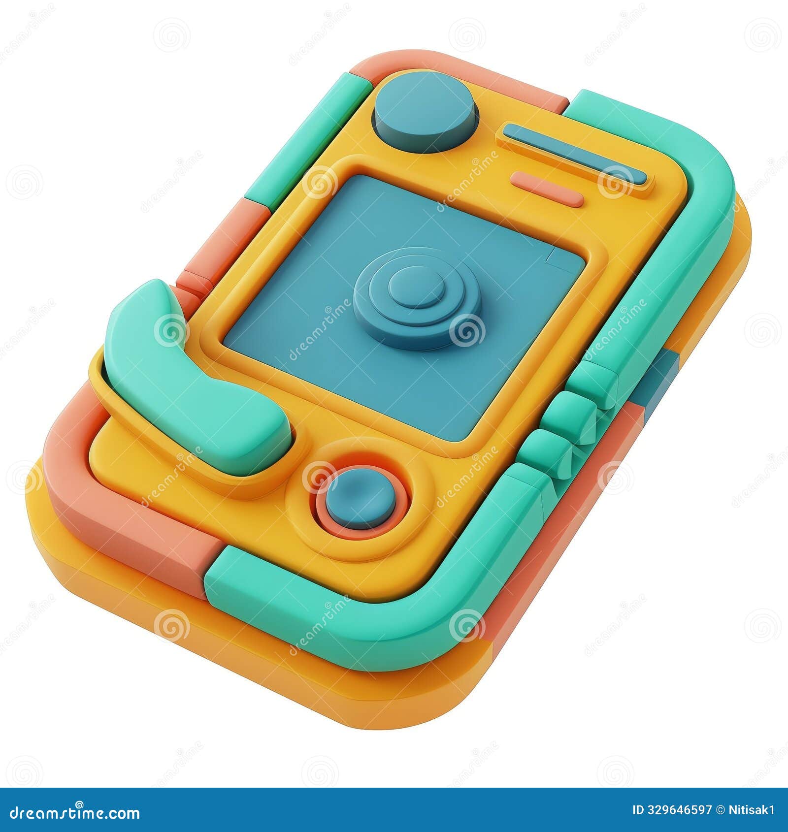 3 Illustration of a 3D Model of a Phone Icon in Bright Colors Stock ...