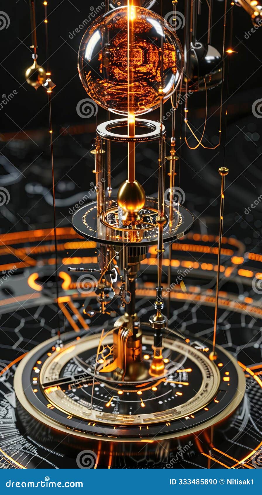 Illustration 3D Model Quantum AI System for Cryptographic Security and ...