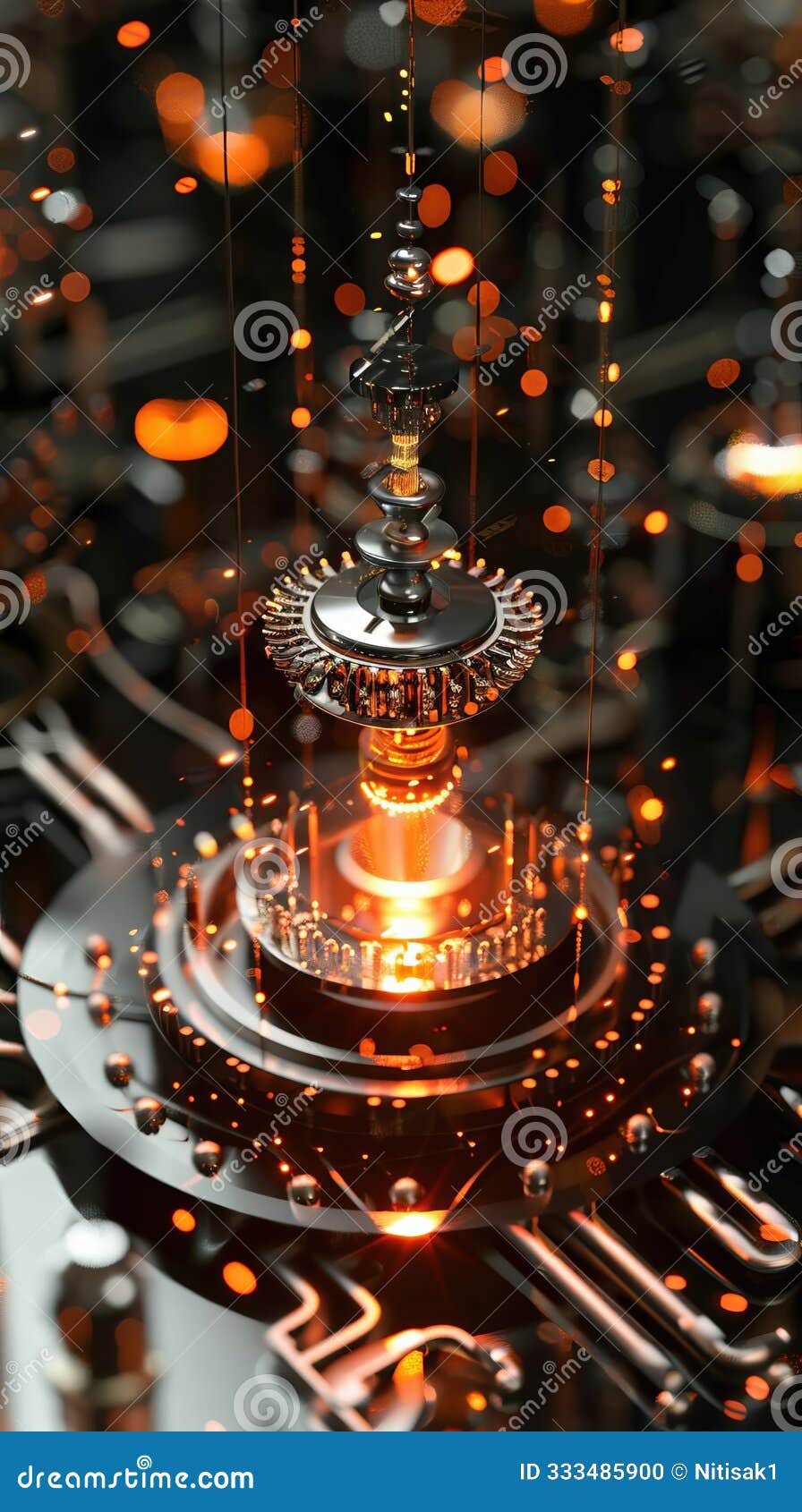 Illustration 3D Model Quantum AI System for Cryptographic Security and ...