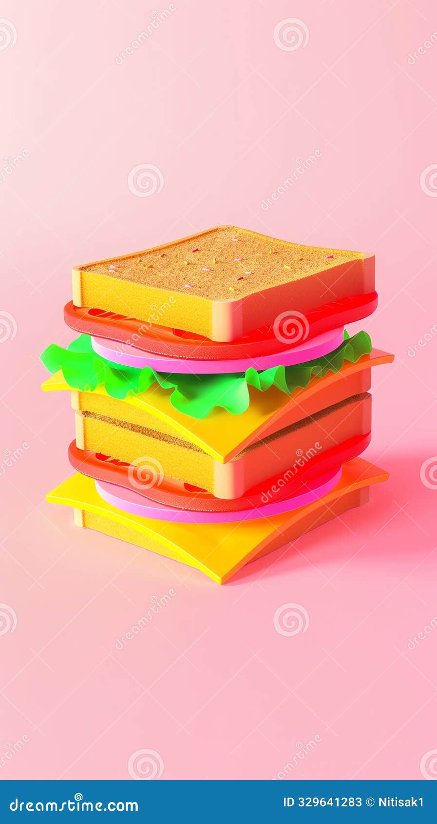 113 Illustration of a 3D Model of a Sandwich Icon in Vibrant Colors ...