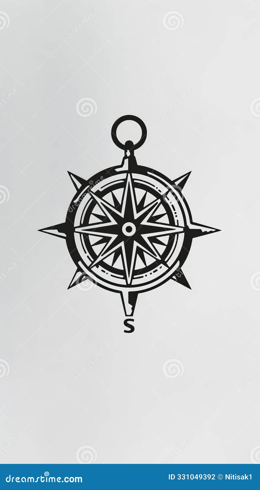 Illustration 3D Model Simple Angled Line Art Icon Depicting a Compass ...