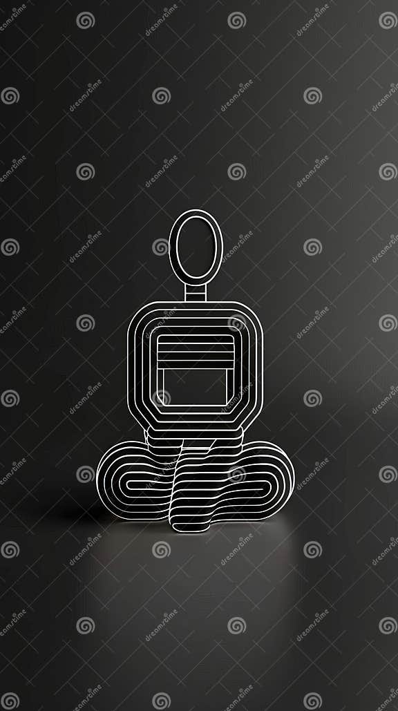 Illustration 3D Model Simple Line Segment Icon Forming an Abstract User ...