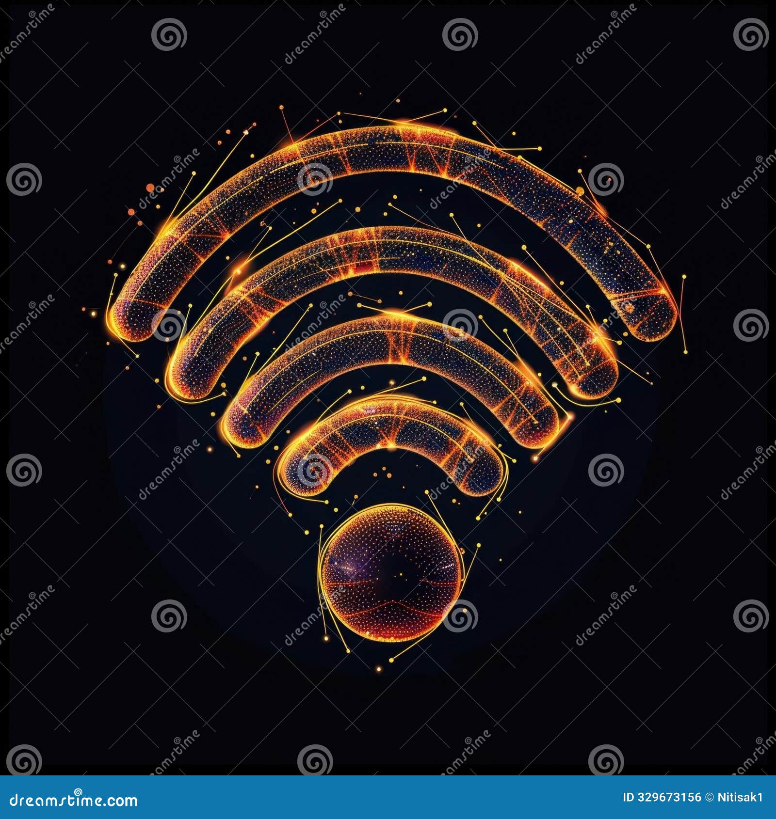 Illustration 3D Model Simple Thin Line Icon Representing a Wifi Signal ...