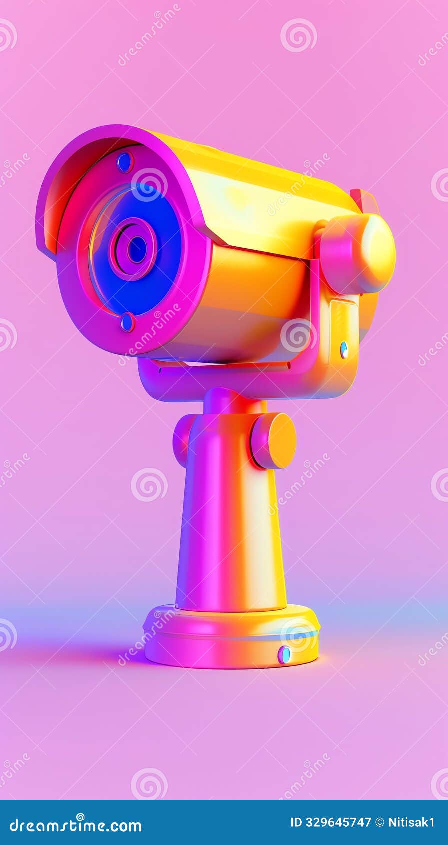 308 Illustration of a 3D Model of a Surveillance System Icon in Bright ...