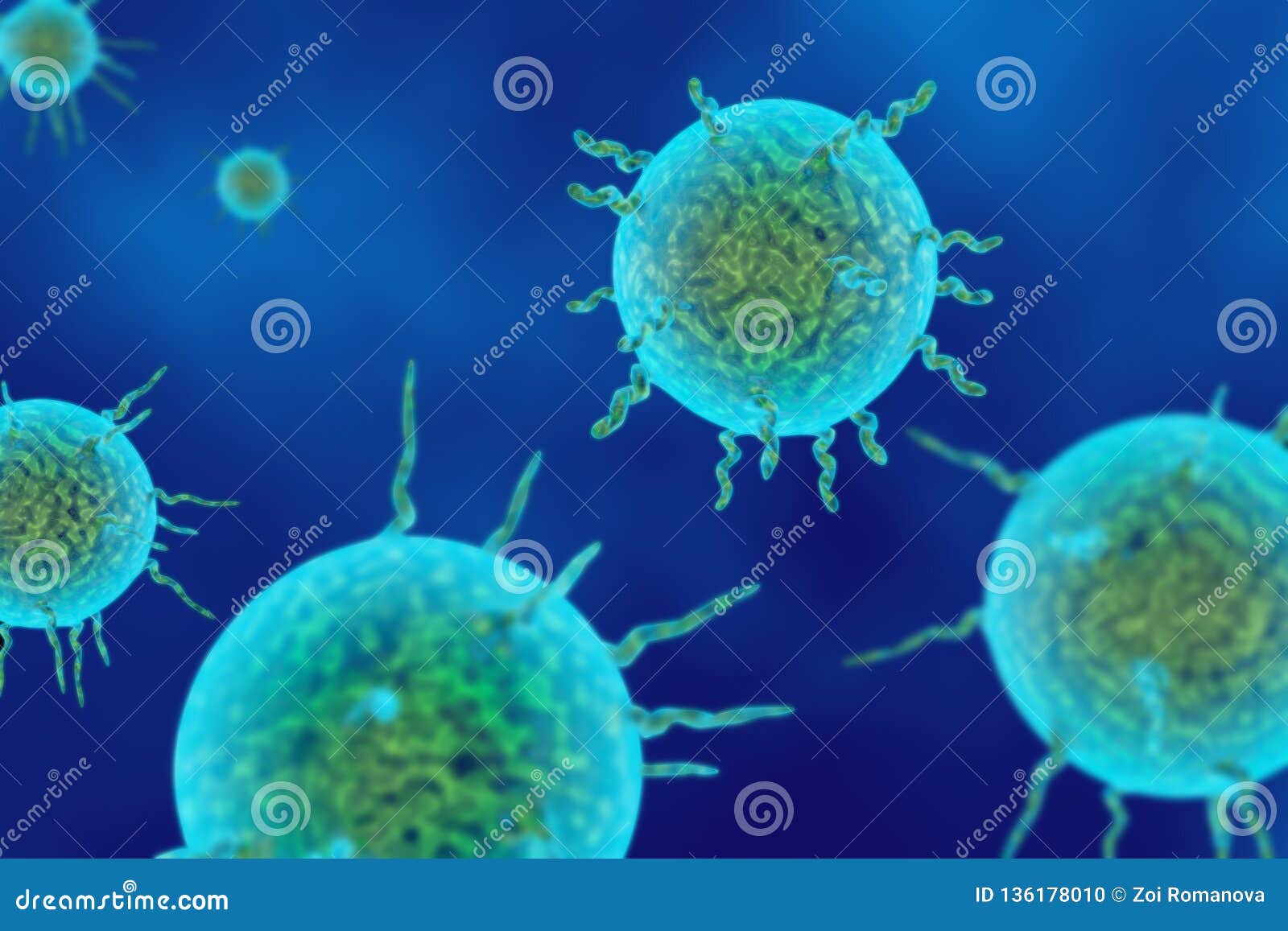 Illustration 3d Modeling Bacteria and Viruses Under the Microscope ...