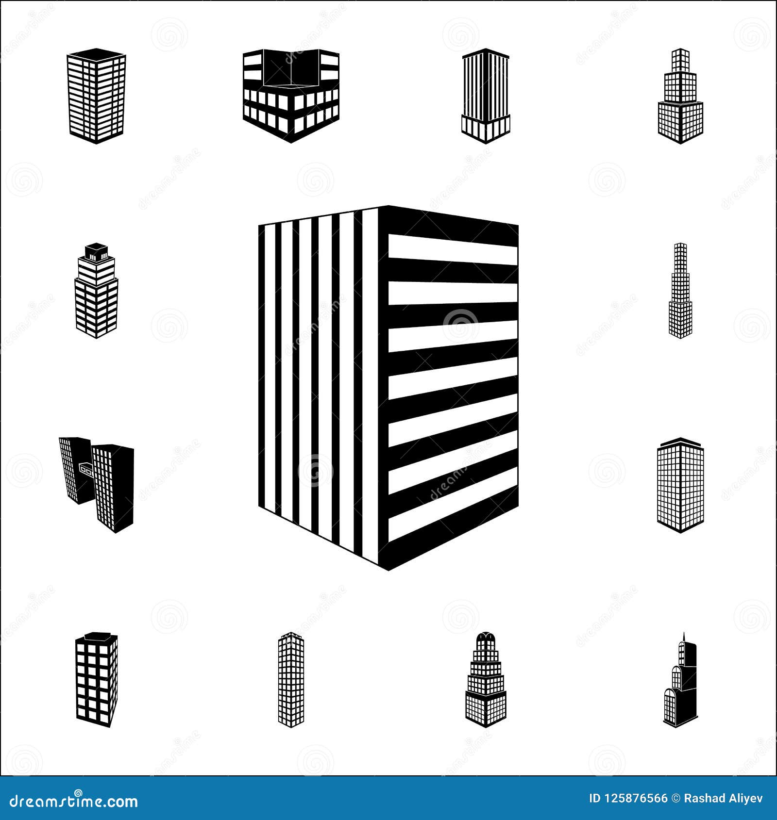 Illustration of 3d Modern Building Icon. 3d Building Icons Universal ...