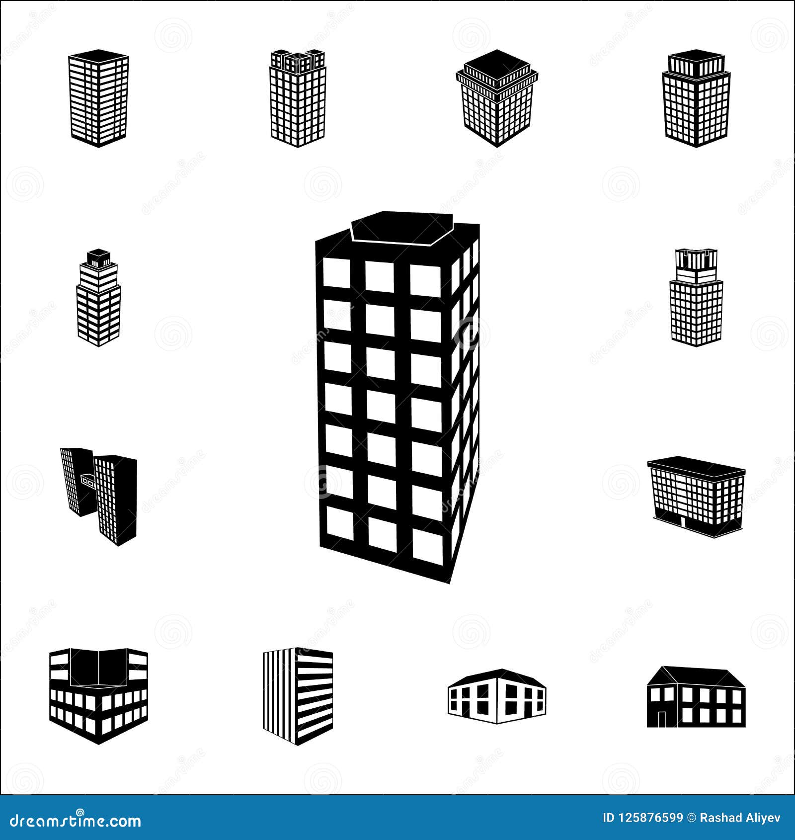 Illustration of 3d Office Building Icon. 3d Building Icons Universal ...