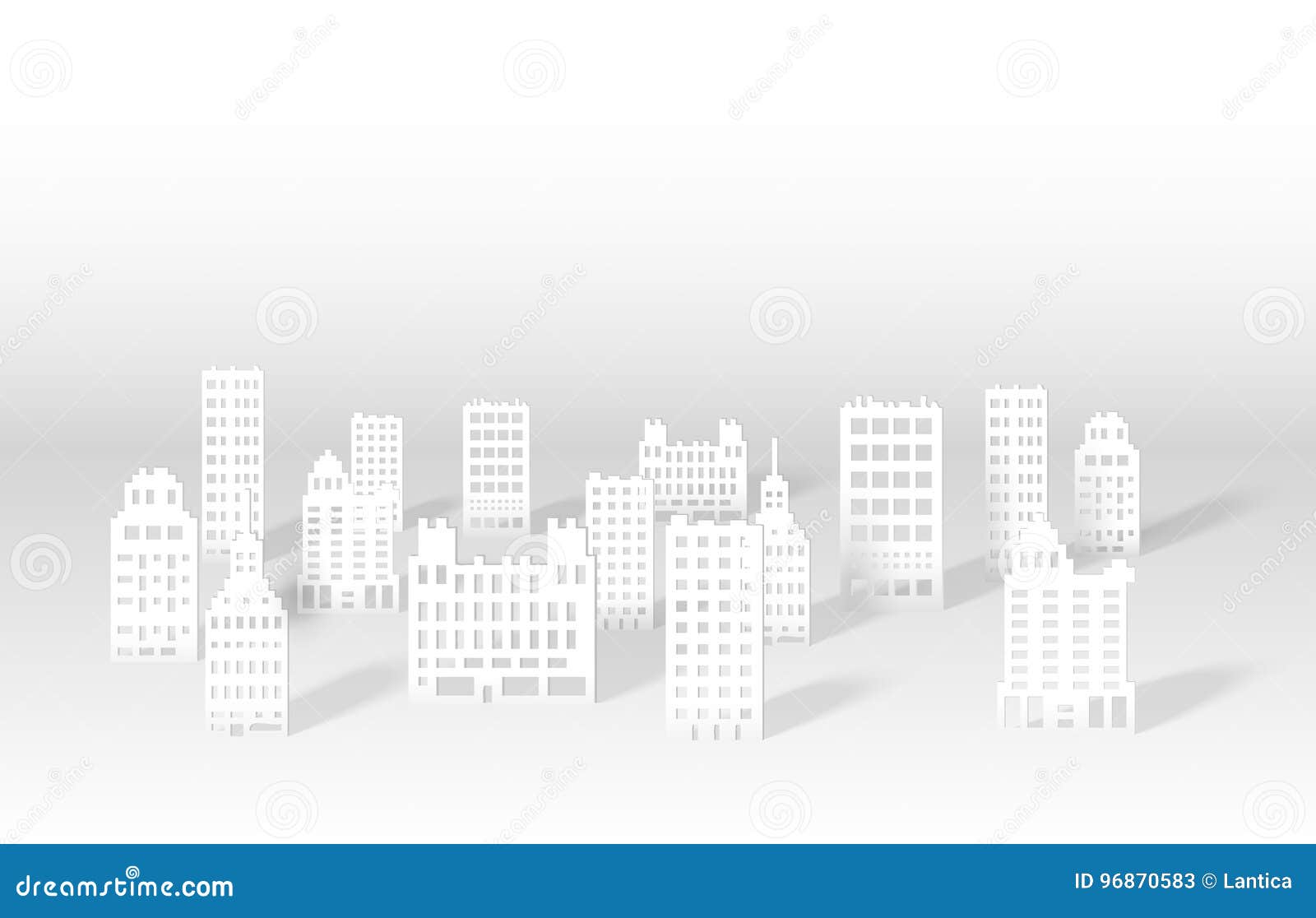 Illustration of a 3D Paper City Skyline Stock Vector - Illustration of ...
