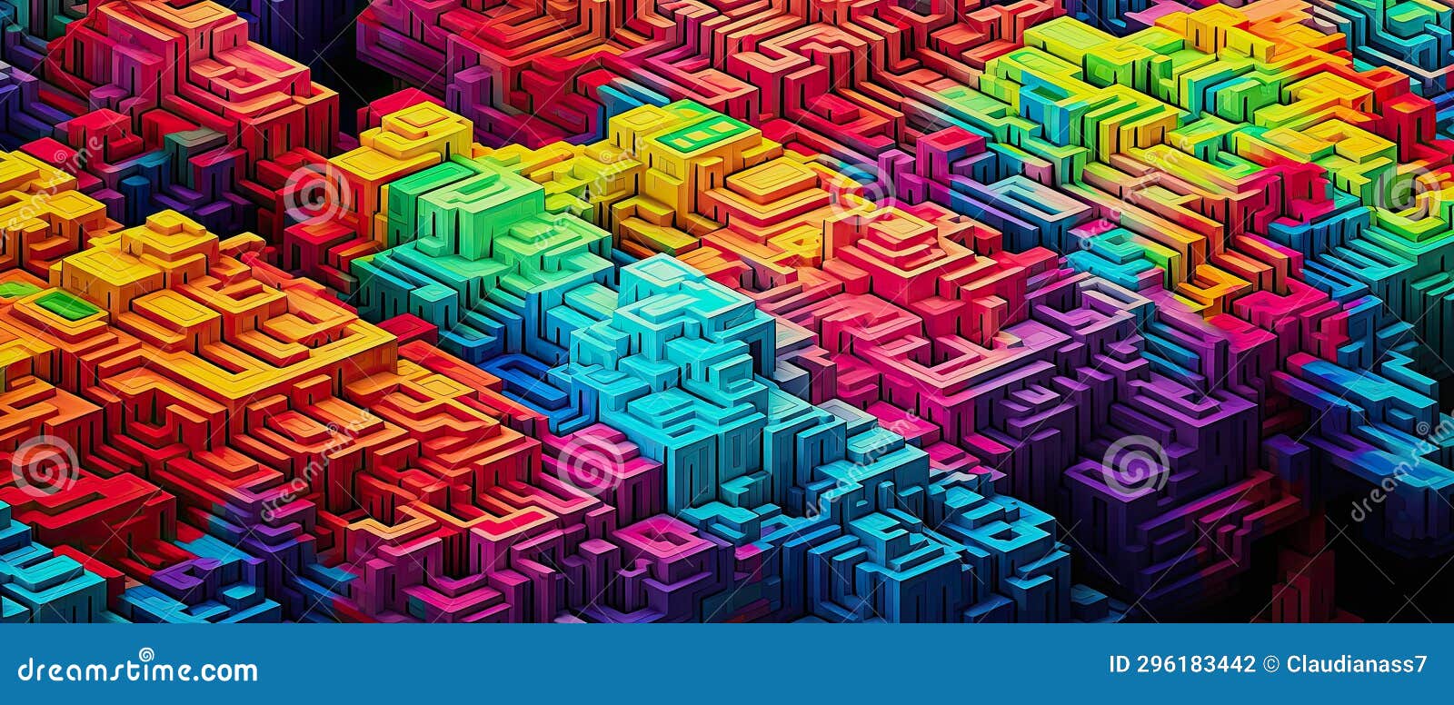 Illustration of 3d Pixel Art Psychedelic Colored Background Pattern ...