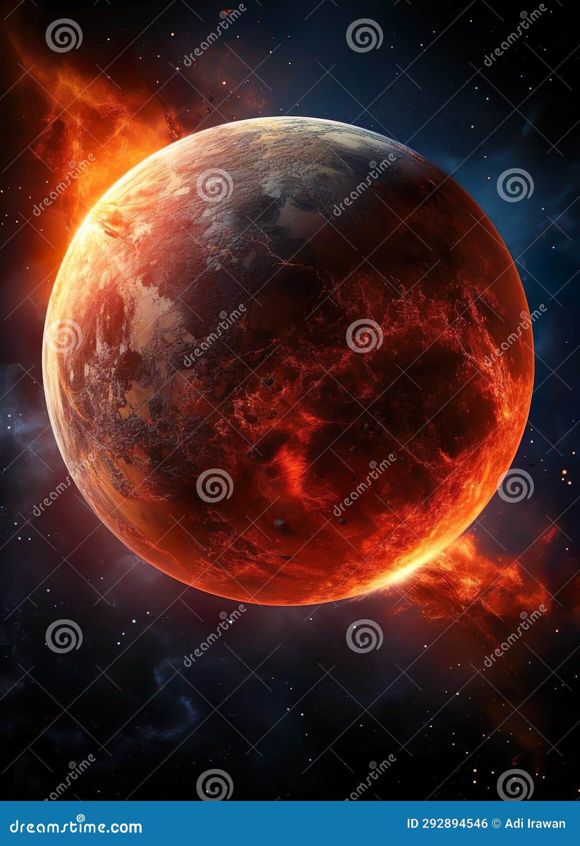 Illustration 3d of Planet with Fire Around it Stock Illustration ...