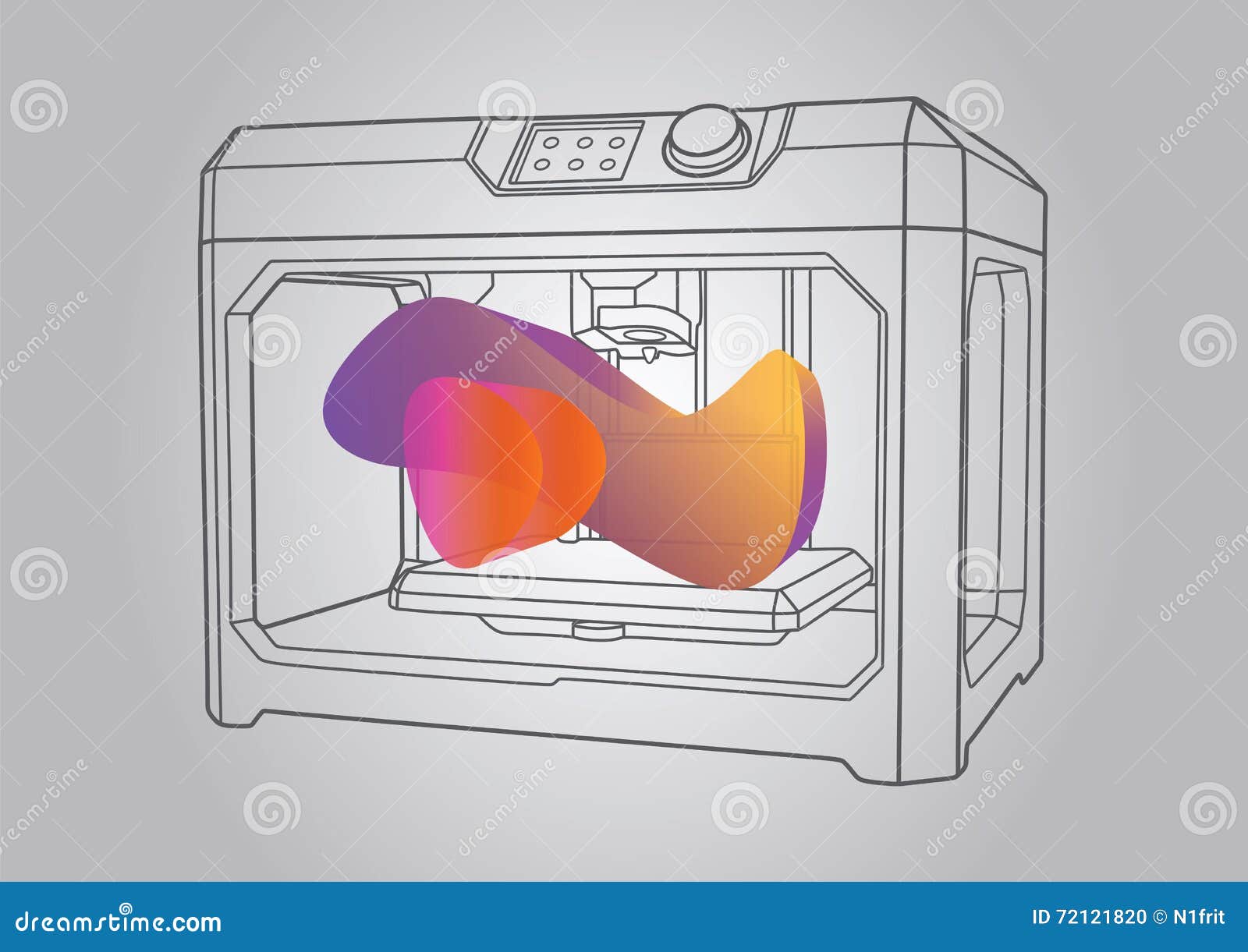 Illustration of the 3D Printer Stock Vector - Illustration of ...