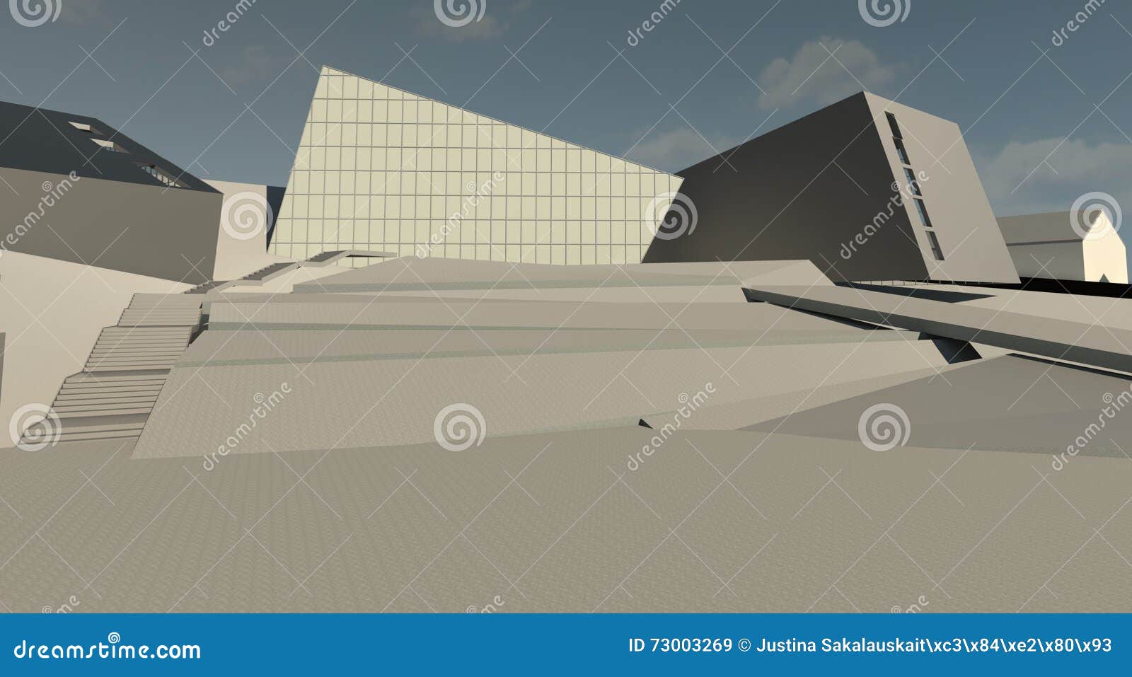 Illustration 3D Project of Building Stock Illustration - Illustration ...