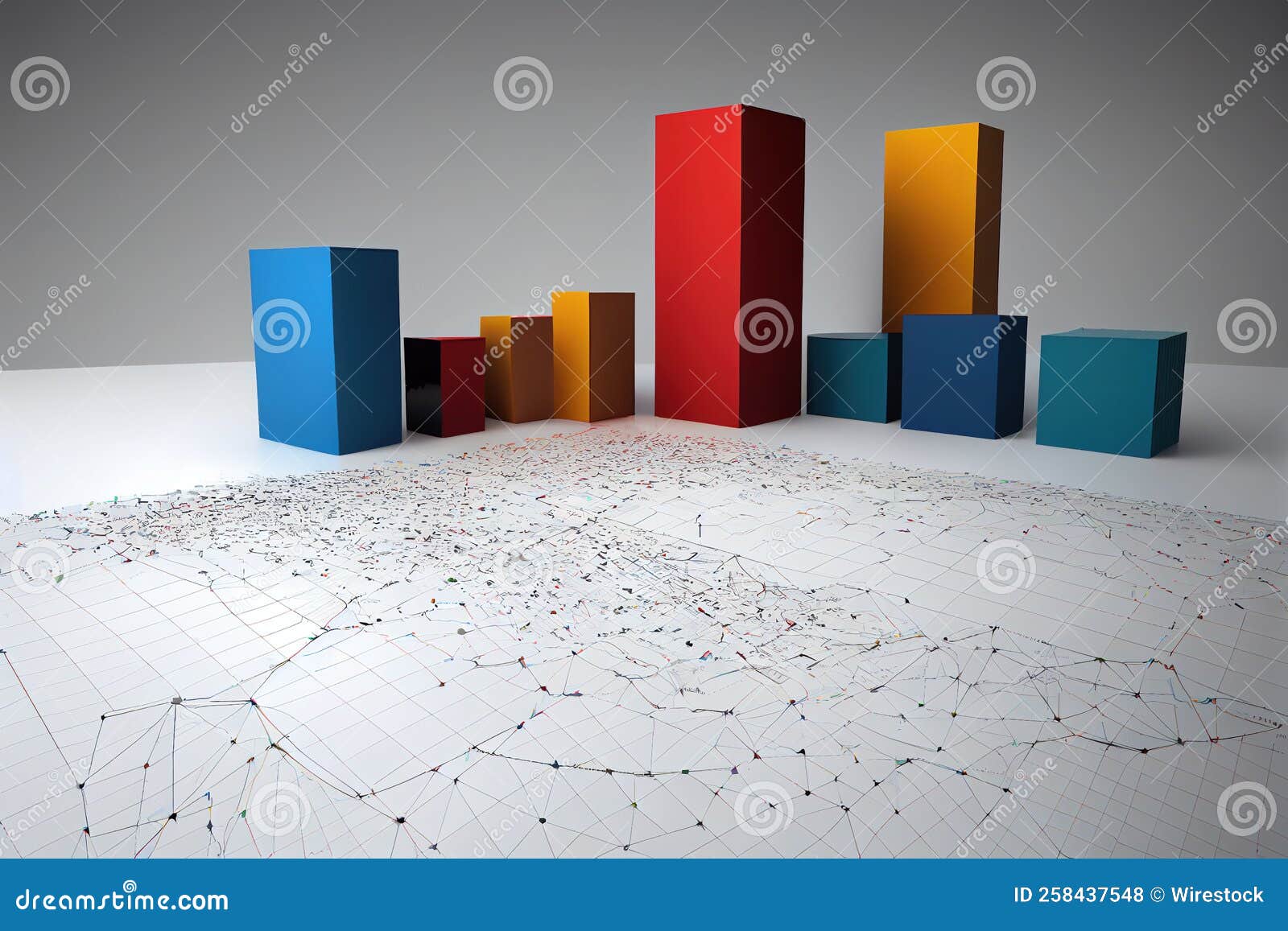 Illustration of a 3D Rendered Colorful Analytical Graph Columns on a ...