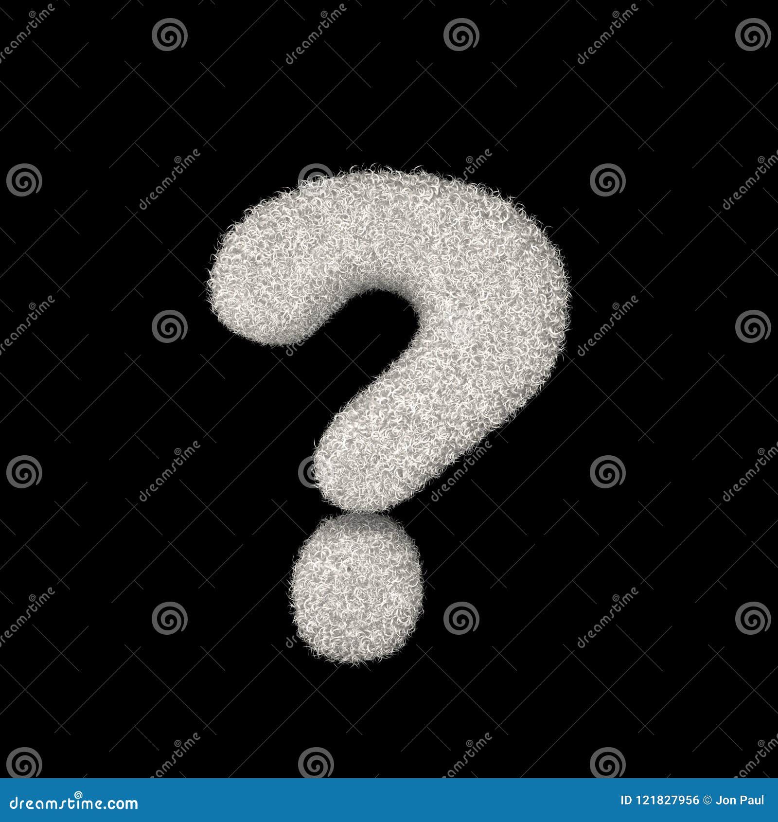 3D Rendering Creative Illustration White Furry Symbol Question Mark ...
