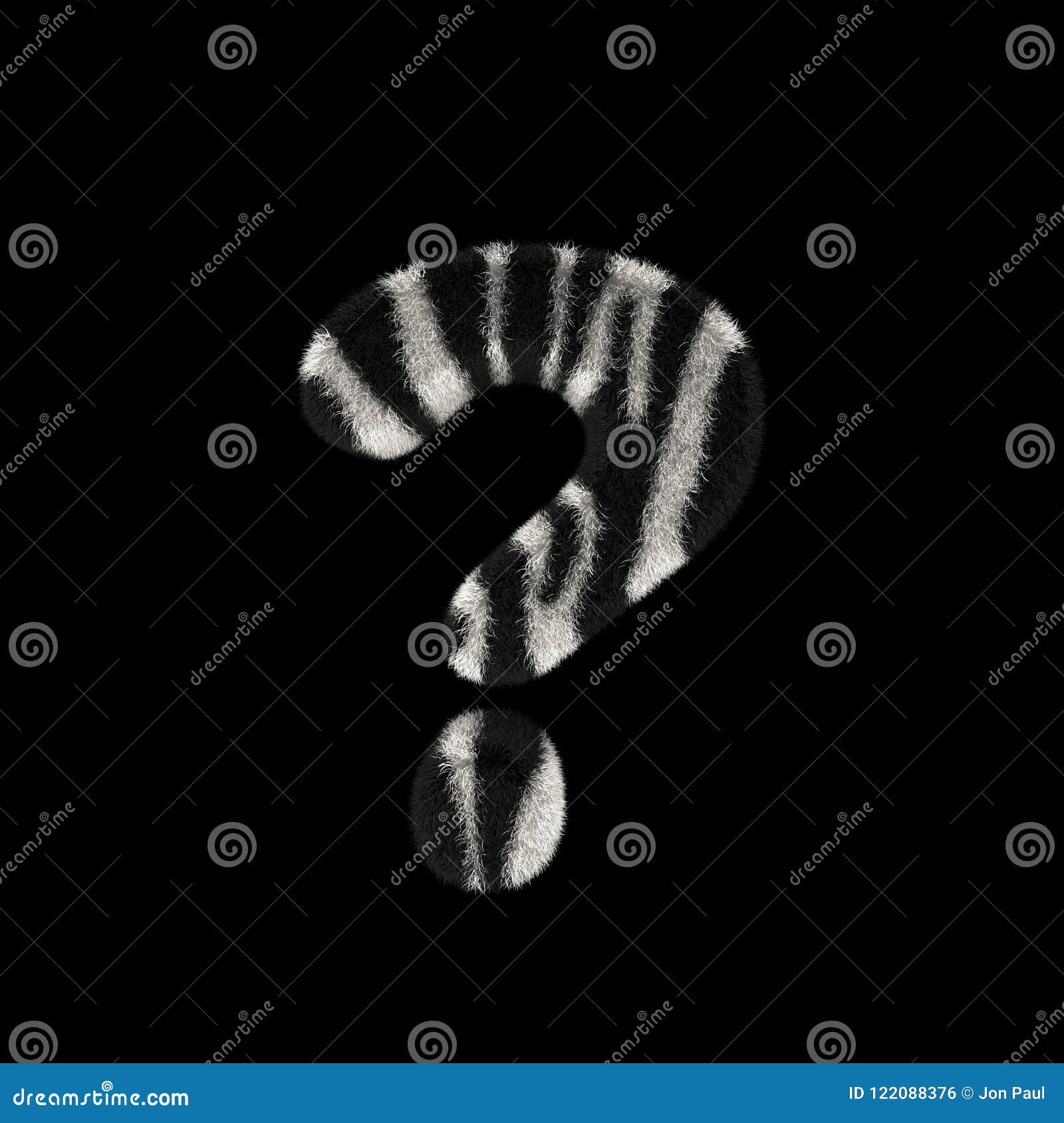 3D Rendering Creative Illustration Zebra Print Furry Symbol Question ...